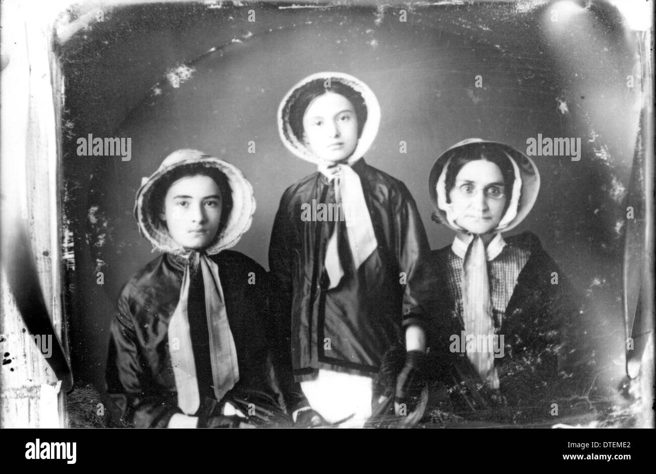 A portrait photograph from 1912 featuring three women. The image ...