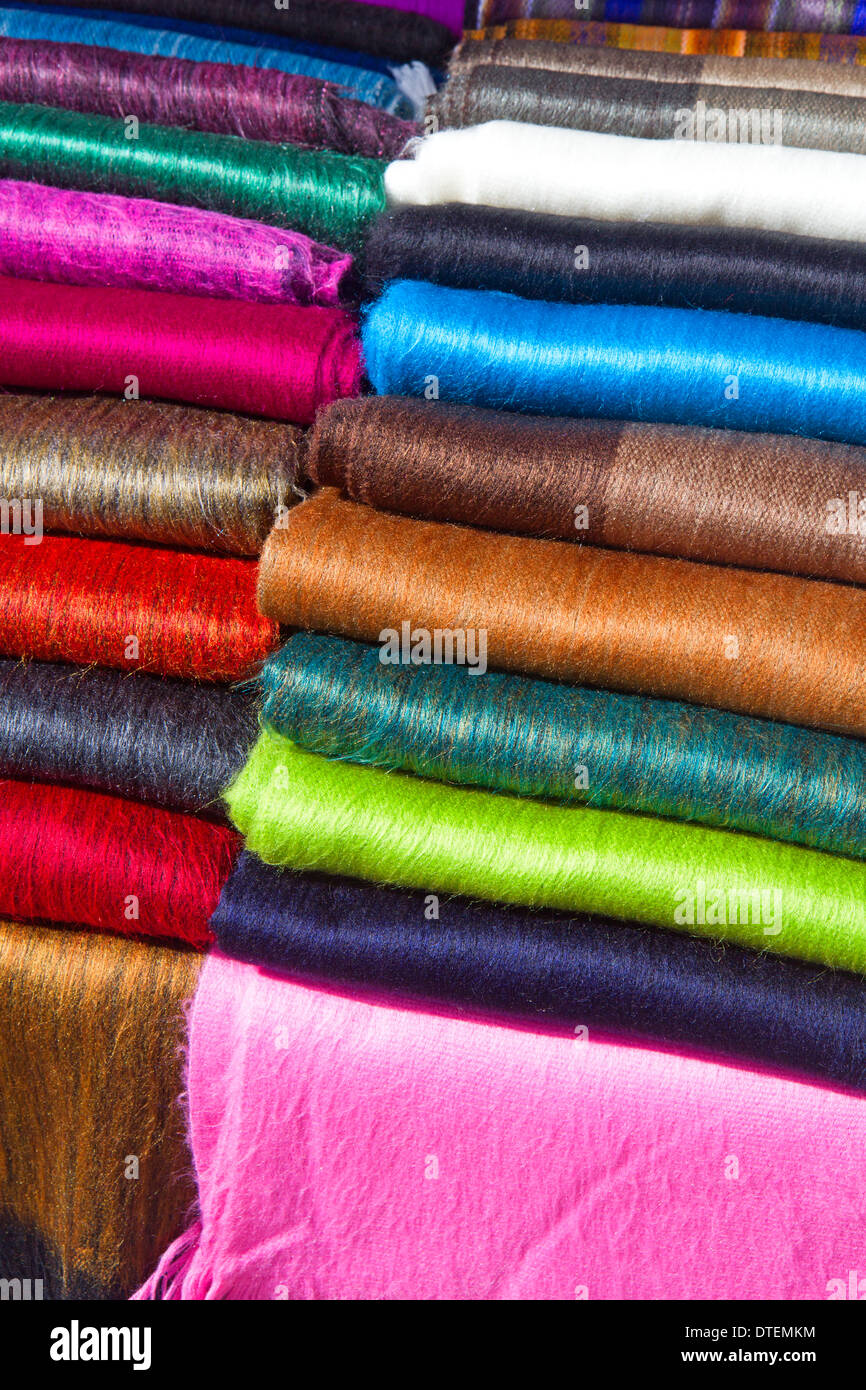 Textiles for sale at the Otavalo market Stock Photo - Alamy