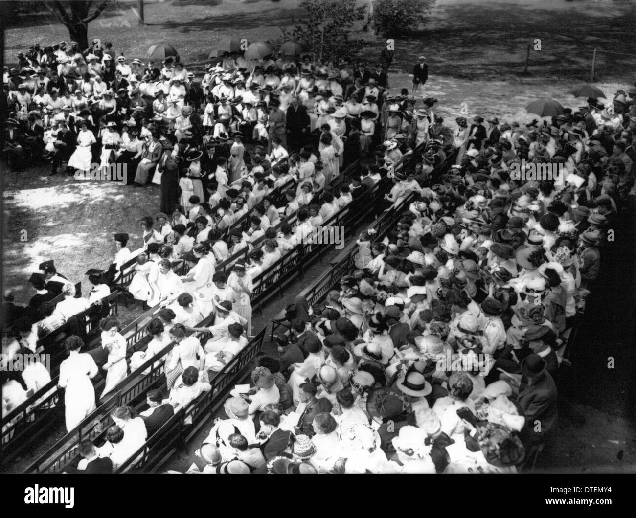 A 1913 photograph of Tree Day at Western College, capturing an open-air ...