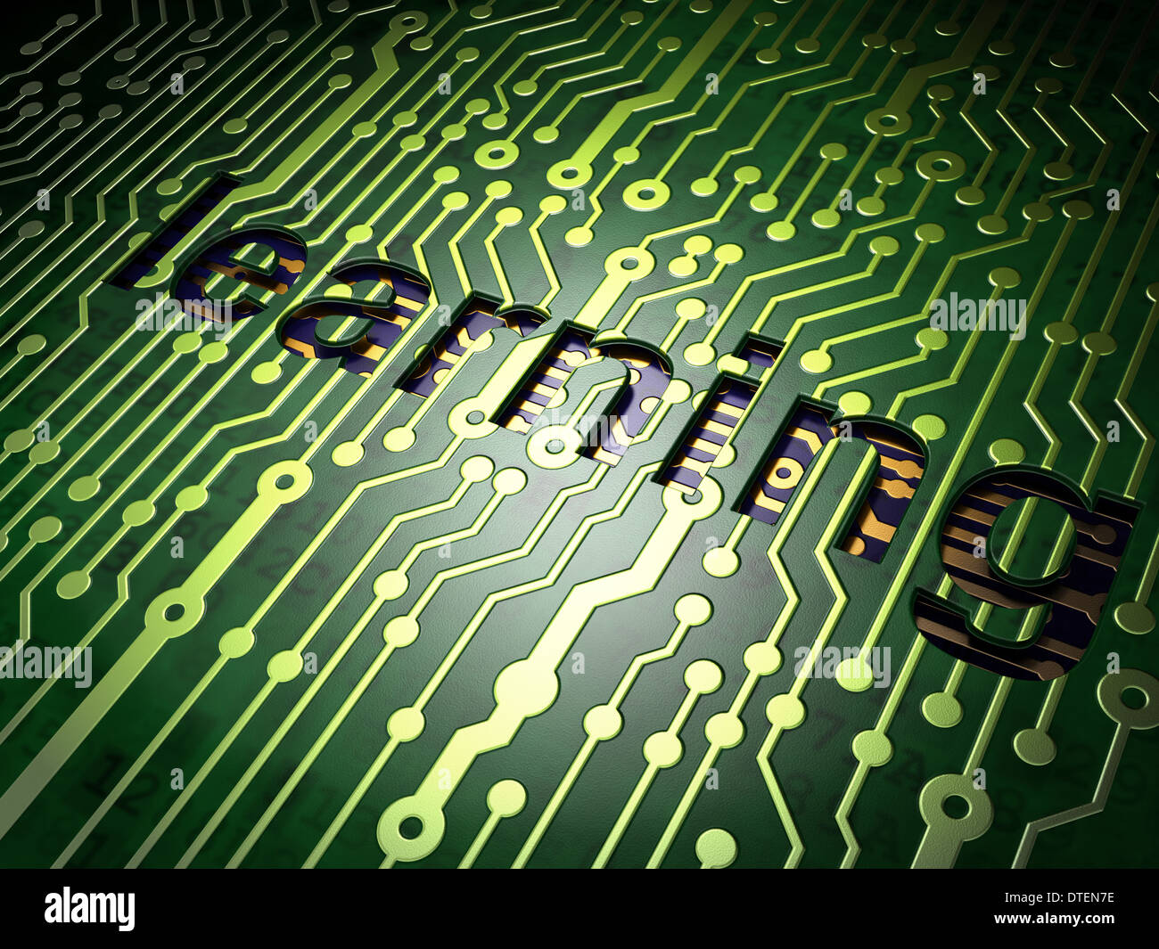 Education concept: Learning on circuit board background Stock Photo - Alamy