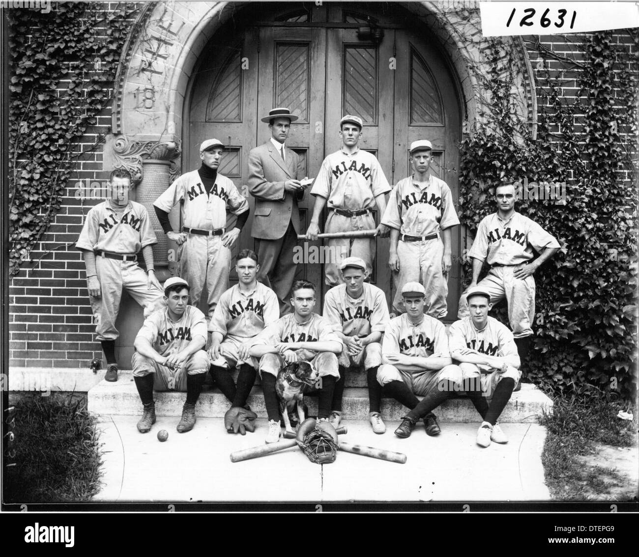 A group portrait of the 1912 Summer School baseball team, featuring ...