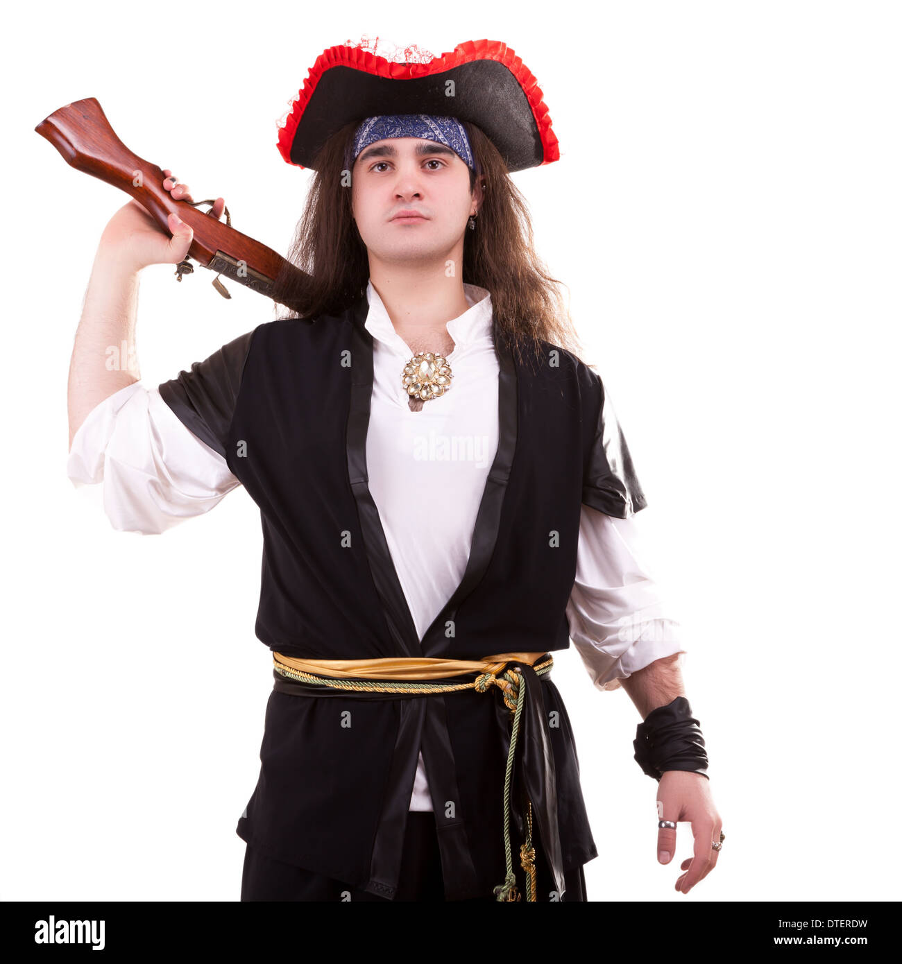 Dangerous pirate with a gun on his shoulder Stock Photo - Alamy