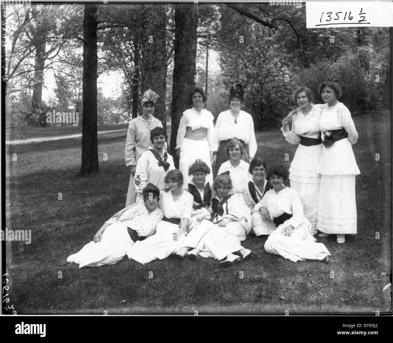 A 1914 group portrait of Western College women, some in military ...