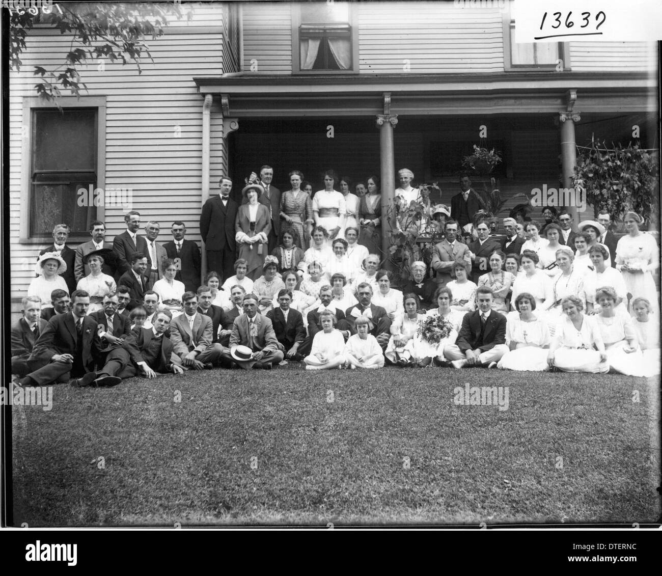 A group portrait of the Bryce Gillespie wedding party from 1914 ...