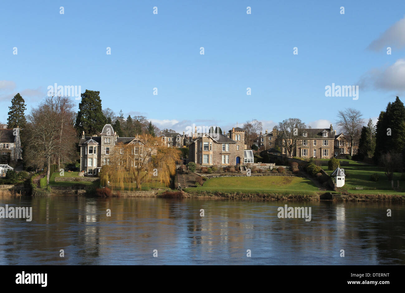 Waterfront houses River Tay Perth Scotland February 2014 Stock Photo ...