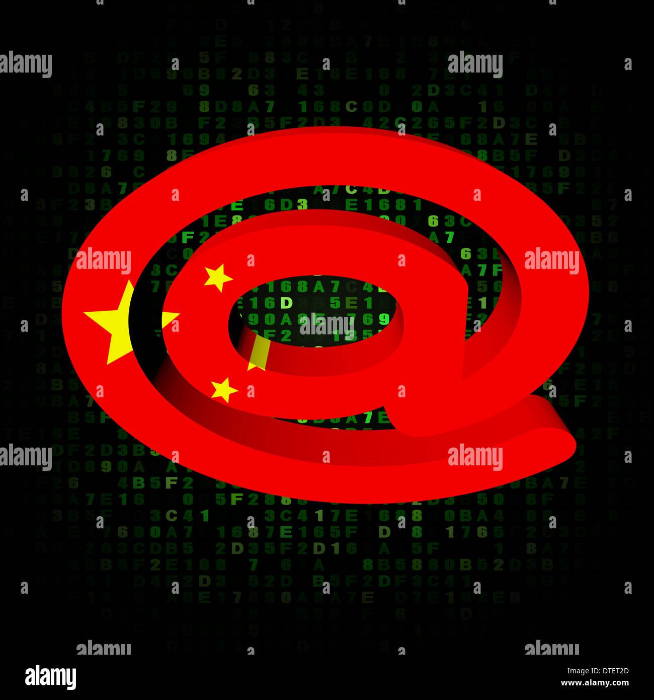 e-mail address AT symbol with Chinese flag on hex illustration Stock ...
