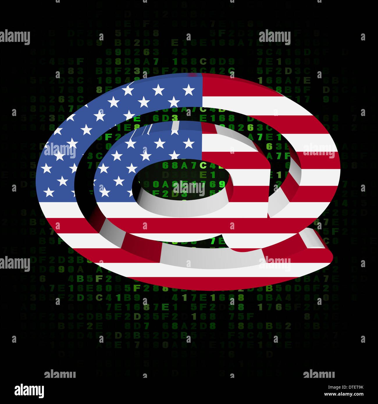 e-mail address AT symbol with American flag on hex illustration Stock ...