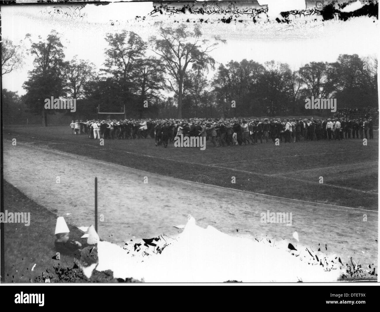 A photograph of the 'snake line' during the 1922 football parade at ...