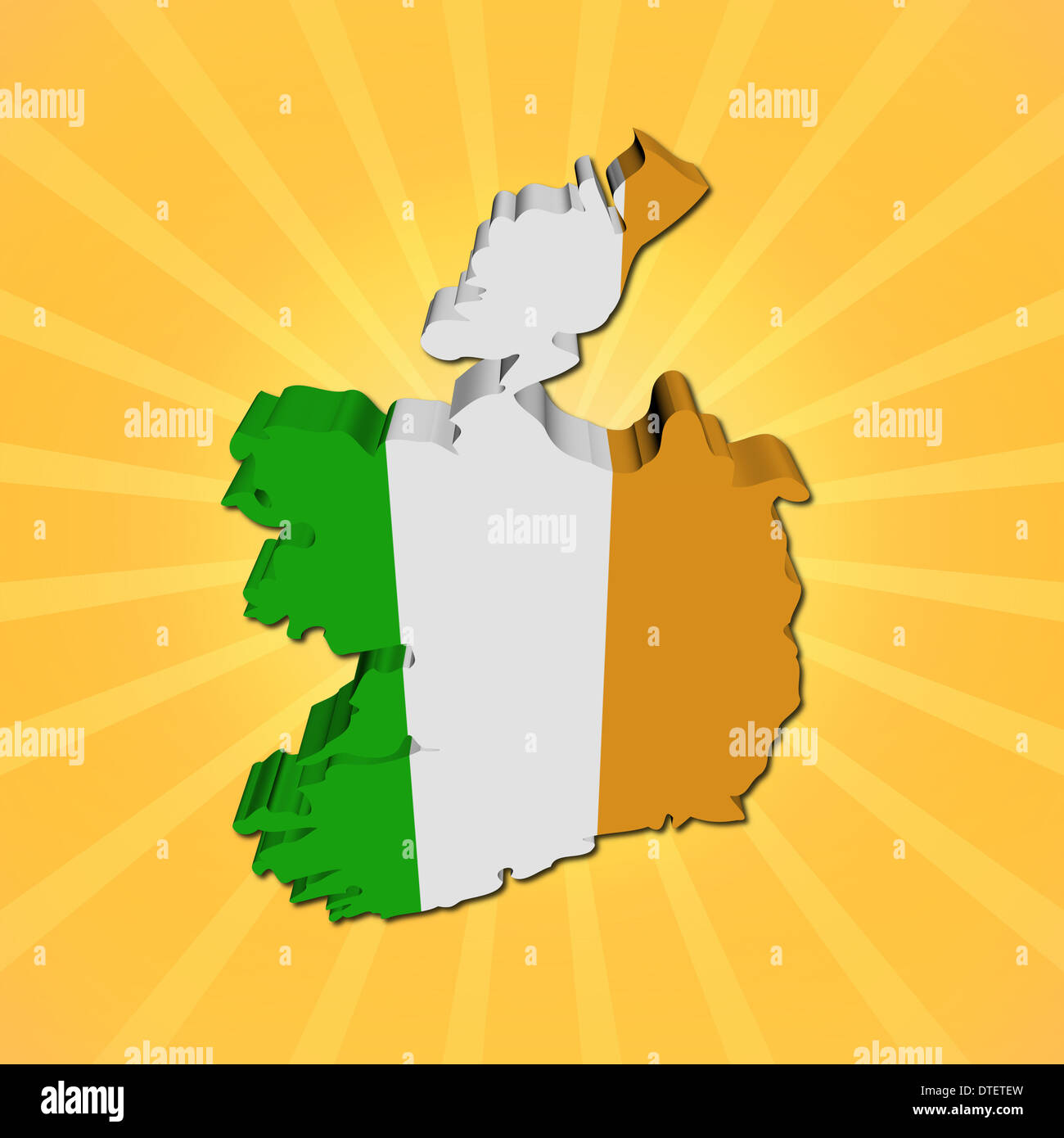 Ireland map flag on sunburst illustration Stock Photo - Alamy