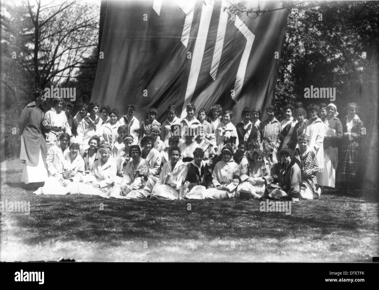 This photograph from 1916 shows a group portrait of students during the ...
