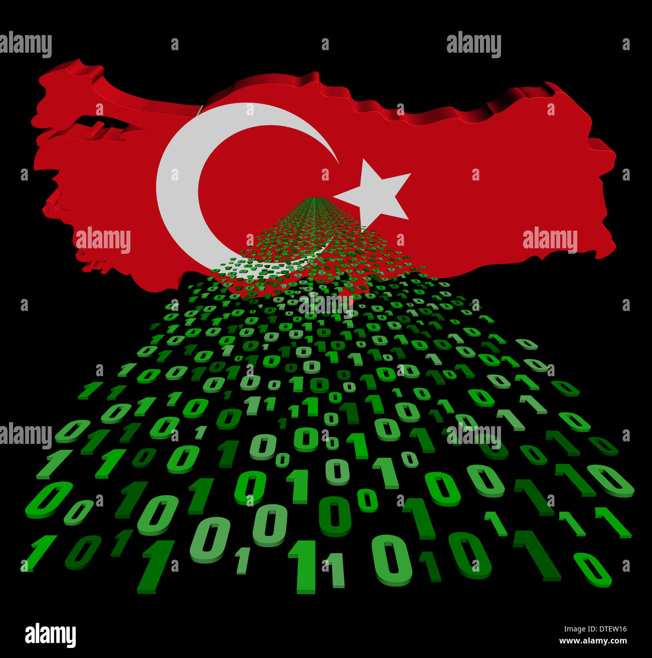 Turkey map flag with binary foreground illustration Stock Photo - Alamy