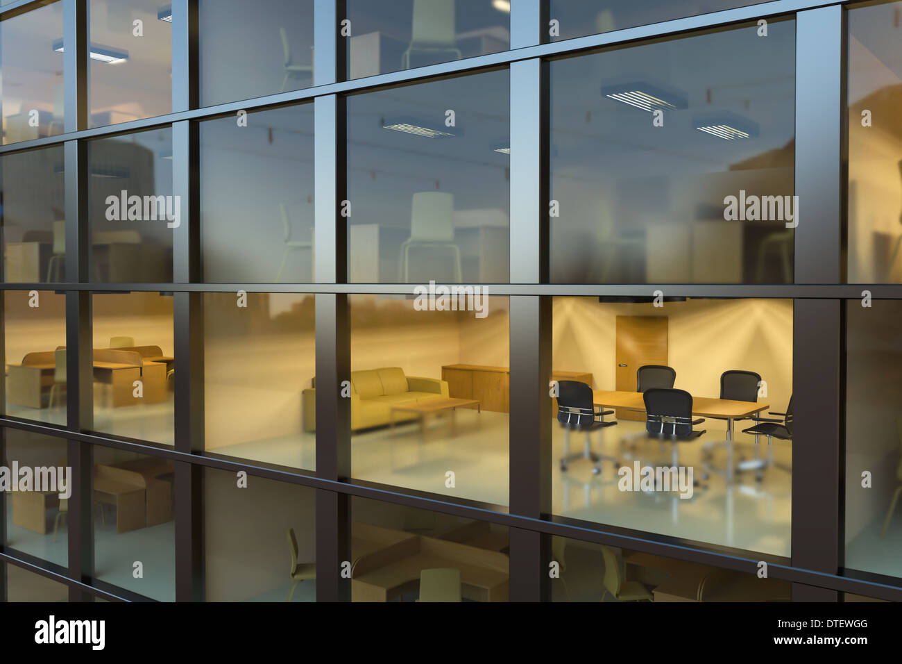 Inside modern office building at night Stock Photo - Alamy