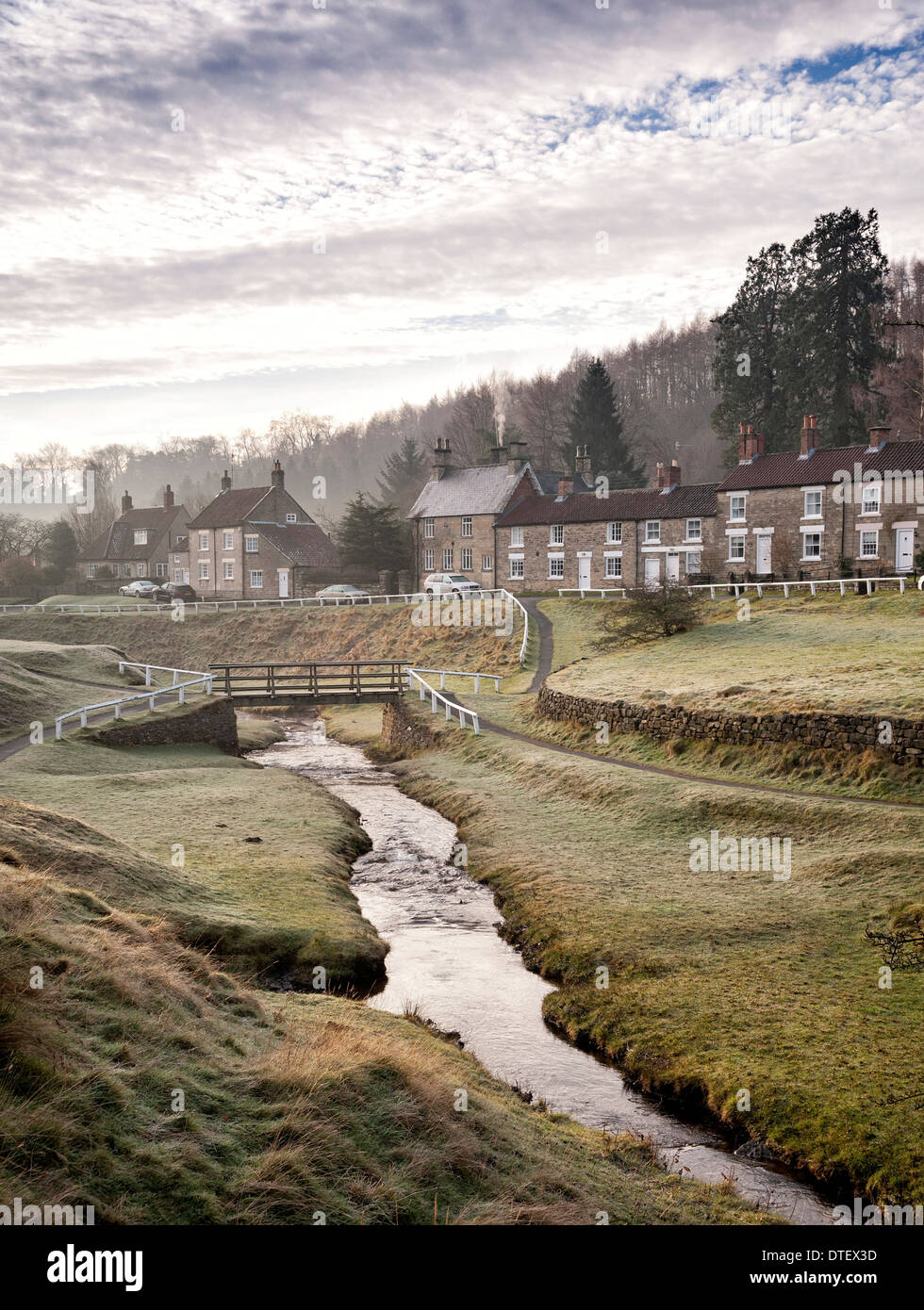 Hutton beck in Hutton le Hole village on a frosty winter's morning ...