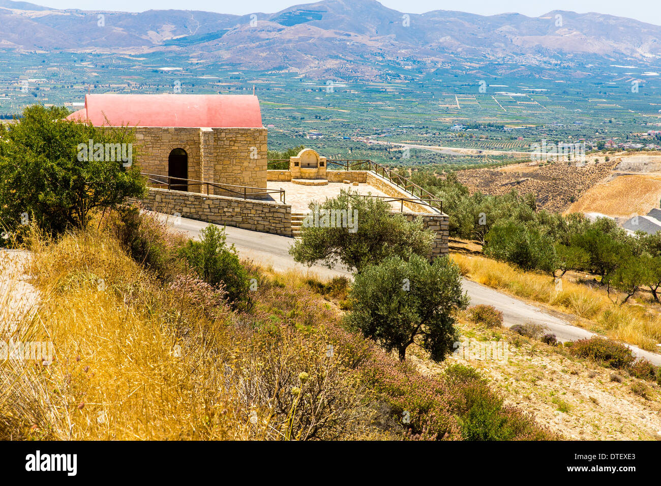 Monastery (friary) in Messara Valley at Crete island in Greece. Messara ...