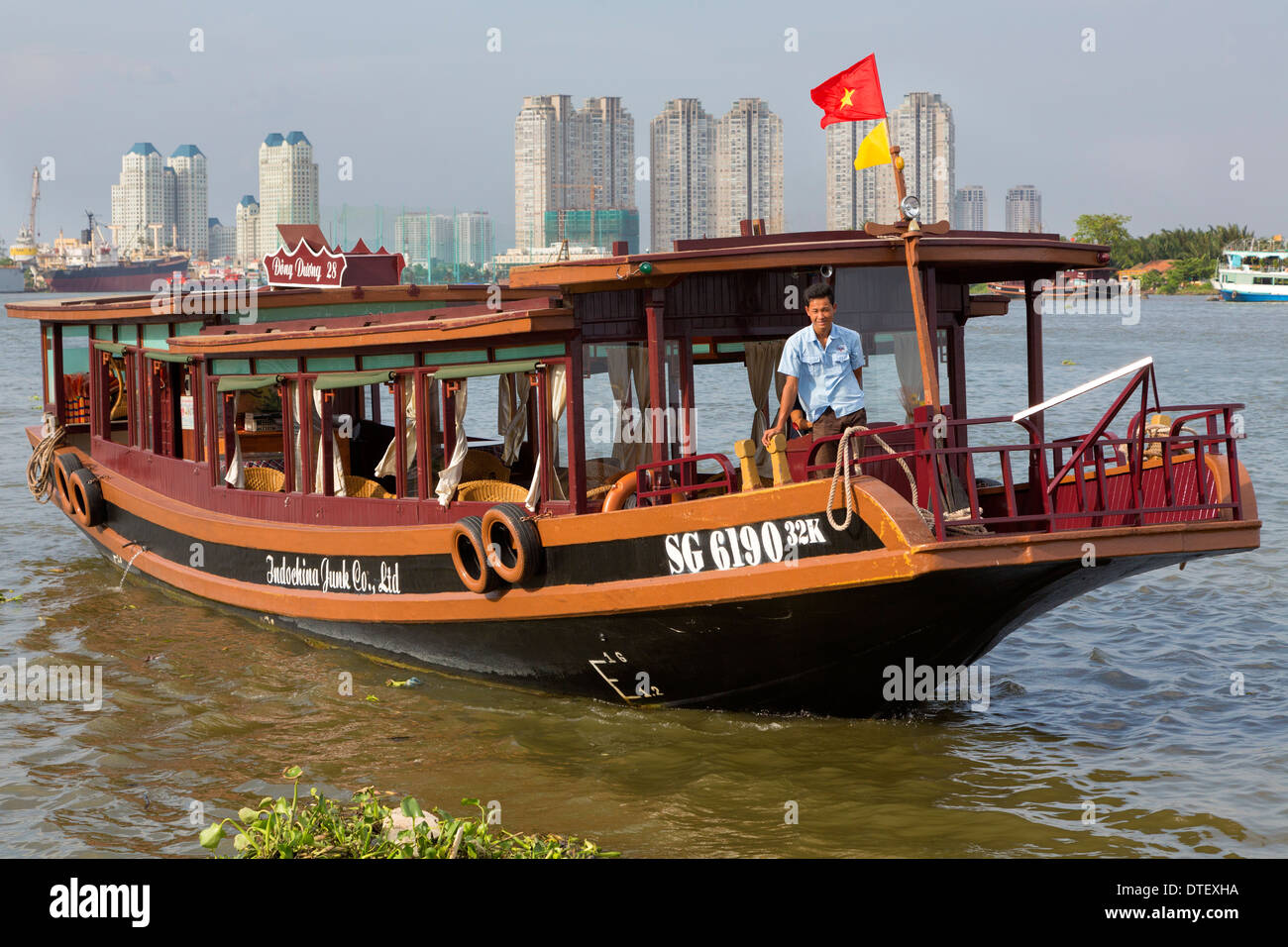 Boat on Saigon river, Ho Chi Minh City, Vietnam Stock Photo - Alamy