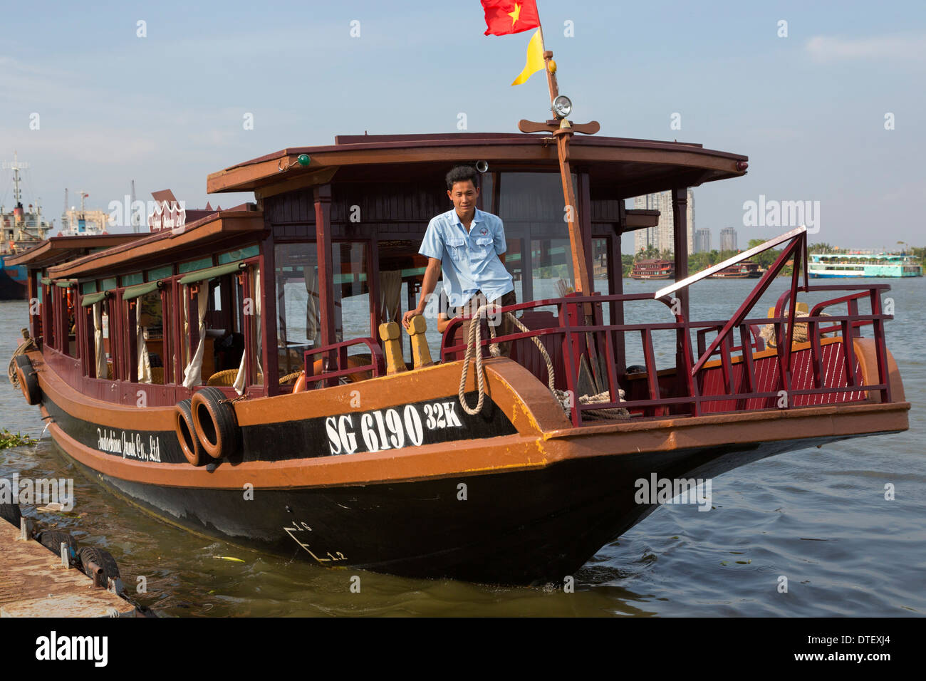 Boat on Saigon river, Ho Chi Minh City, Vietnam Stock Photo - Alamy