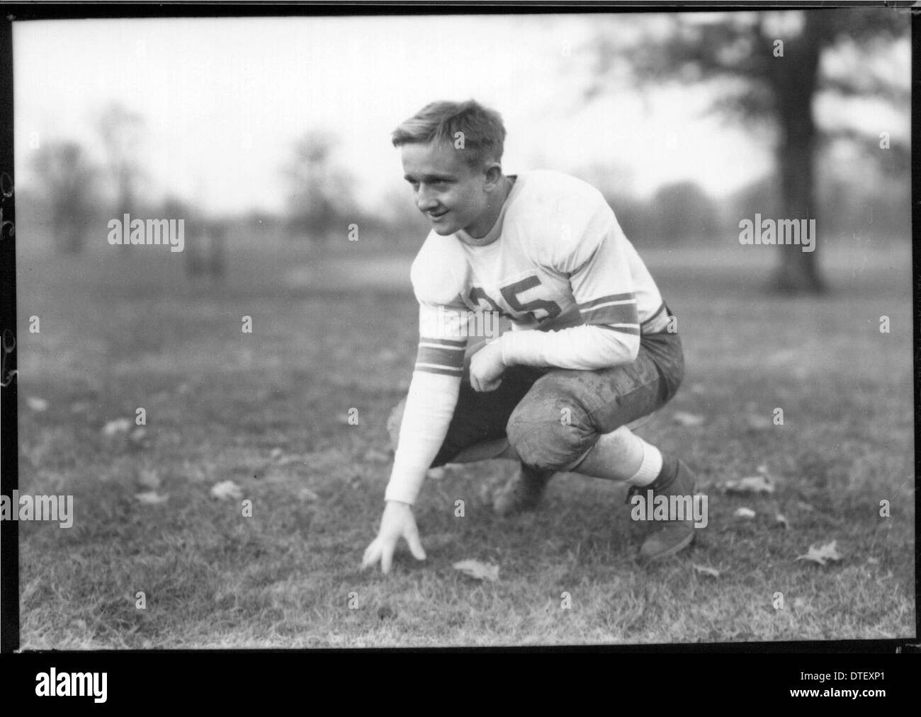 A portrait of Howard Hoffman in his football uniform from 1932. This ...