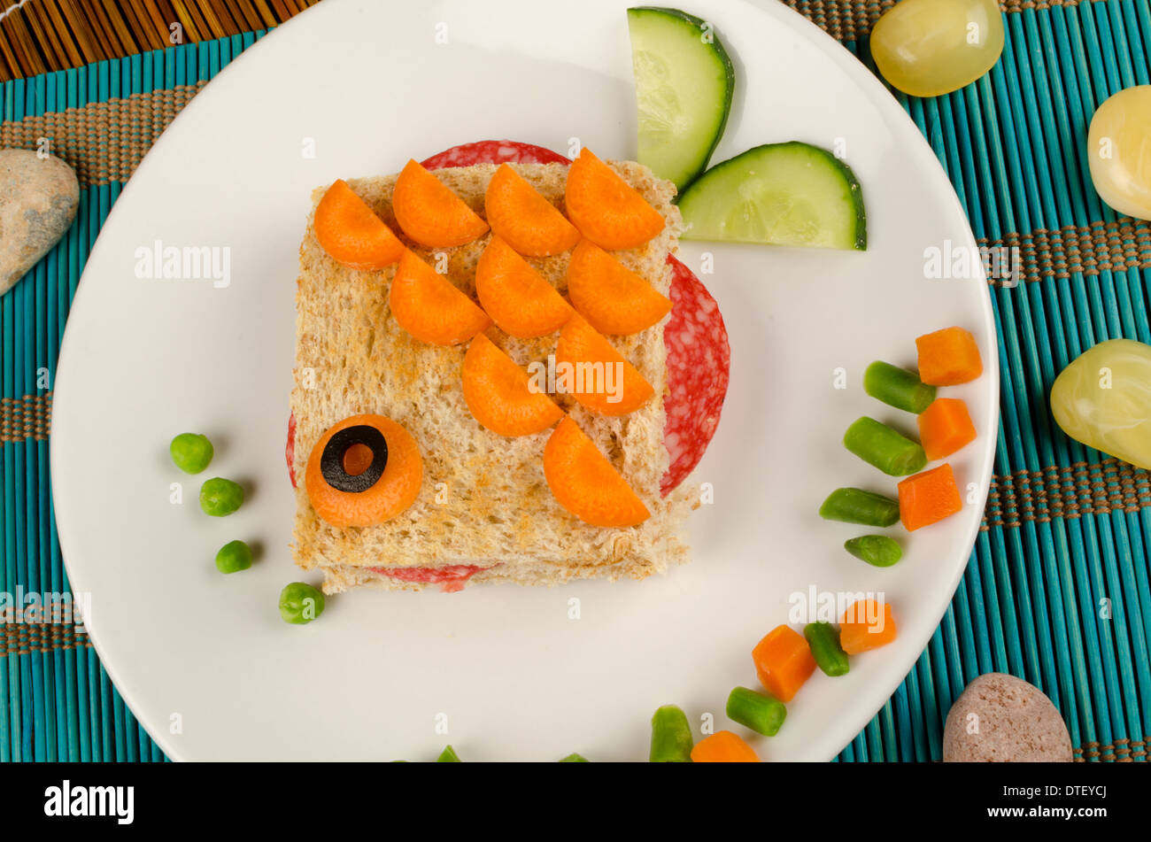 A fish shaped sandwich, healthy kid food Stock Photo - Alamy