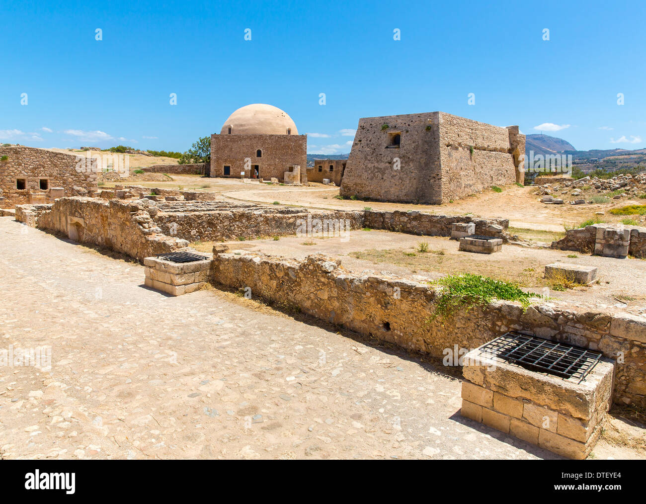 Ruins of old town in Rethymno, Crete, Greece. It largest castle in ...