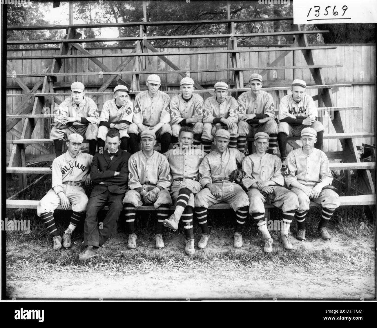 A group portrait of the Miami University baseball team in 1914. The ...