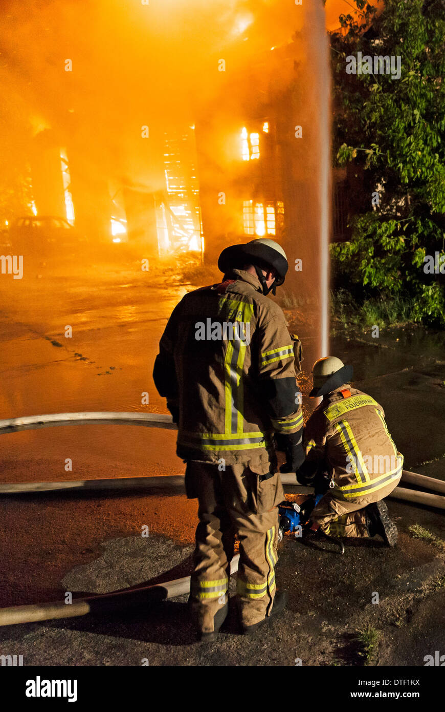 Berlin, Germany, Great fire of a warehouse Stock Photo - Alamy