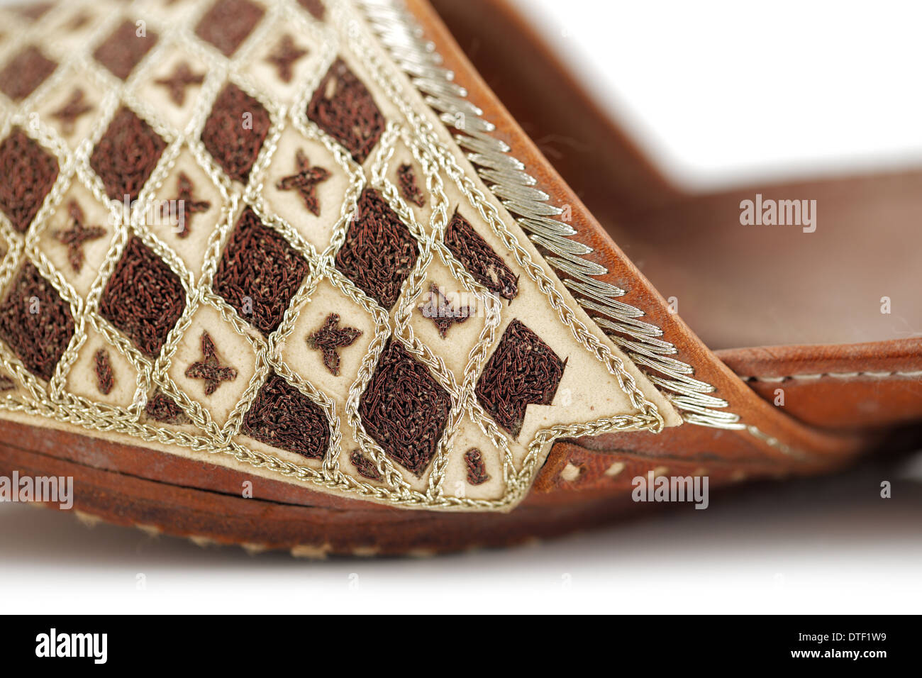 Traditional Arabic slippers shot against a white background Stock Photo ...