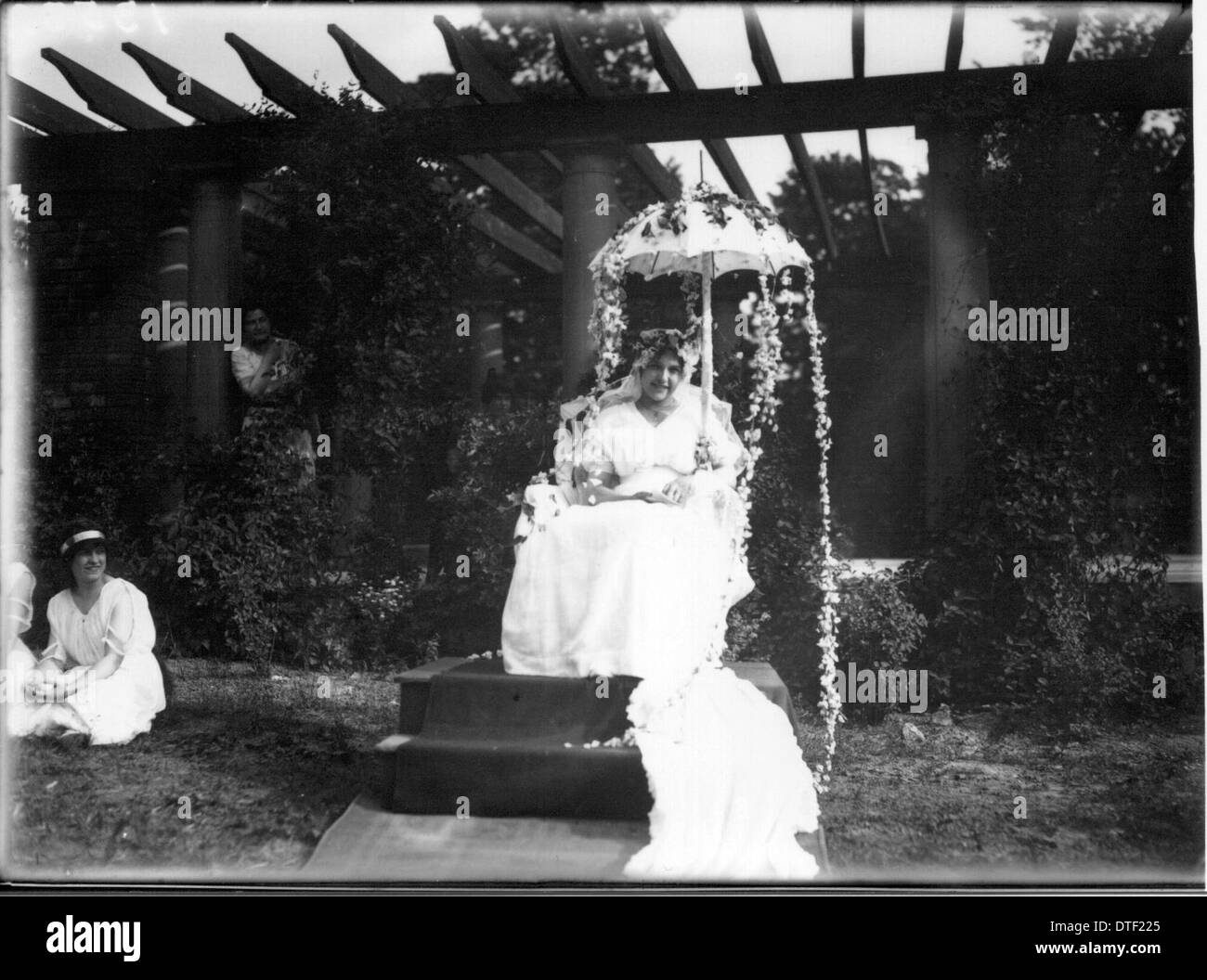 A photograph capturing the May Queen at Oxford College during the May ...