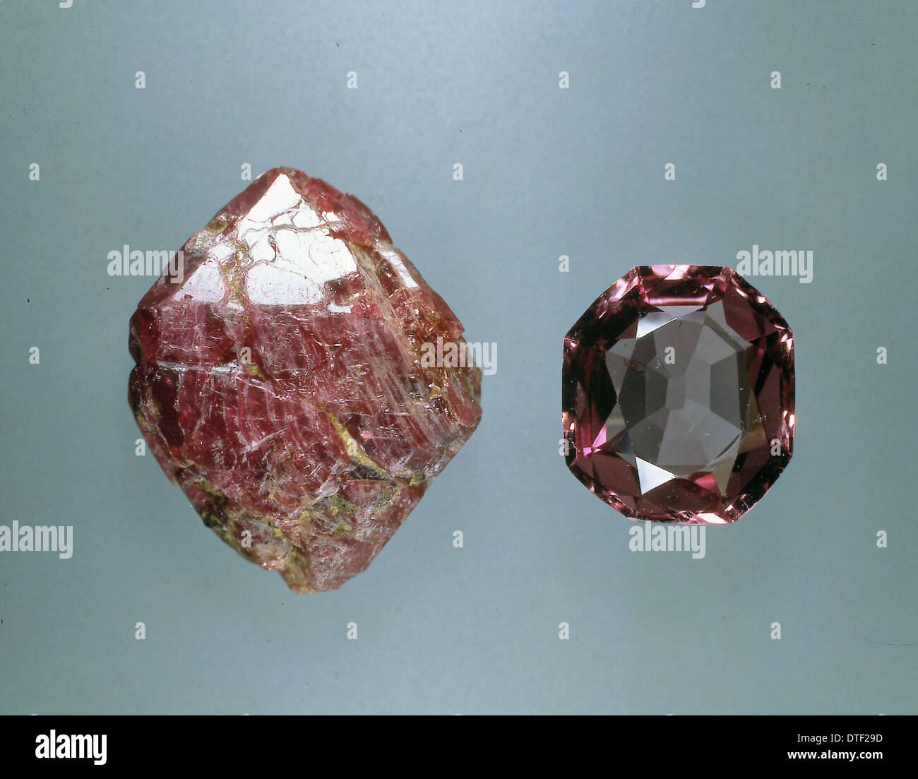Spinel crystal and cut stone Stock Photo - Alamy