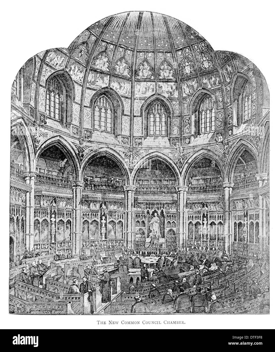 The new Common Council Chamber Guildhall Circa 1890 Stock Photo - Alamy