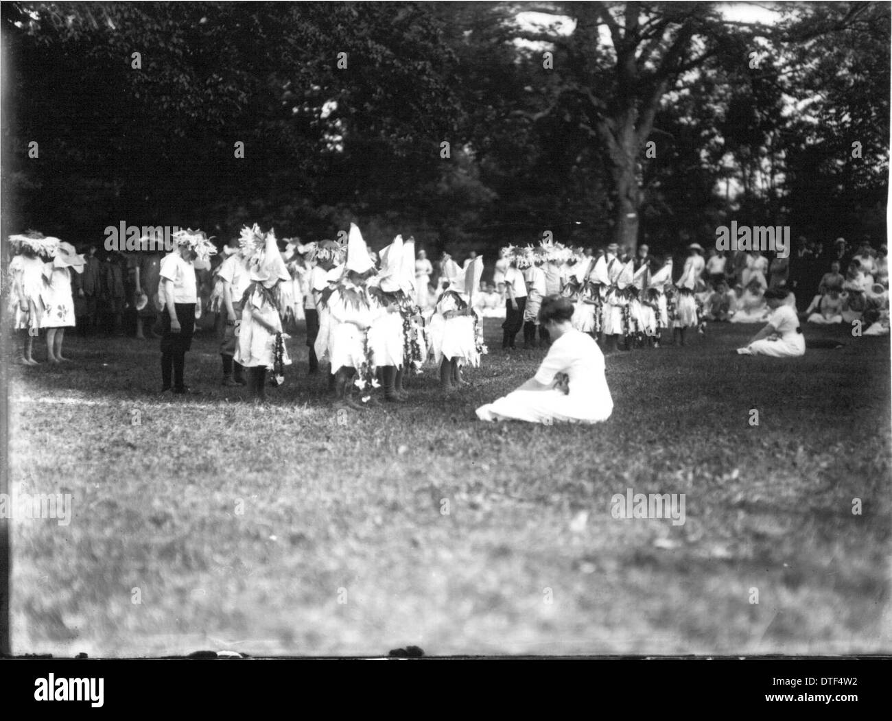 A photograph of the 1912 May Day procession at McGuffey School, with ...