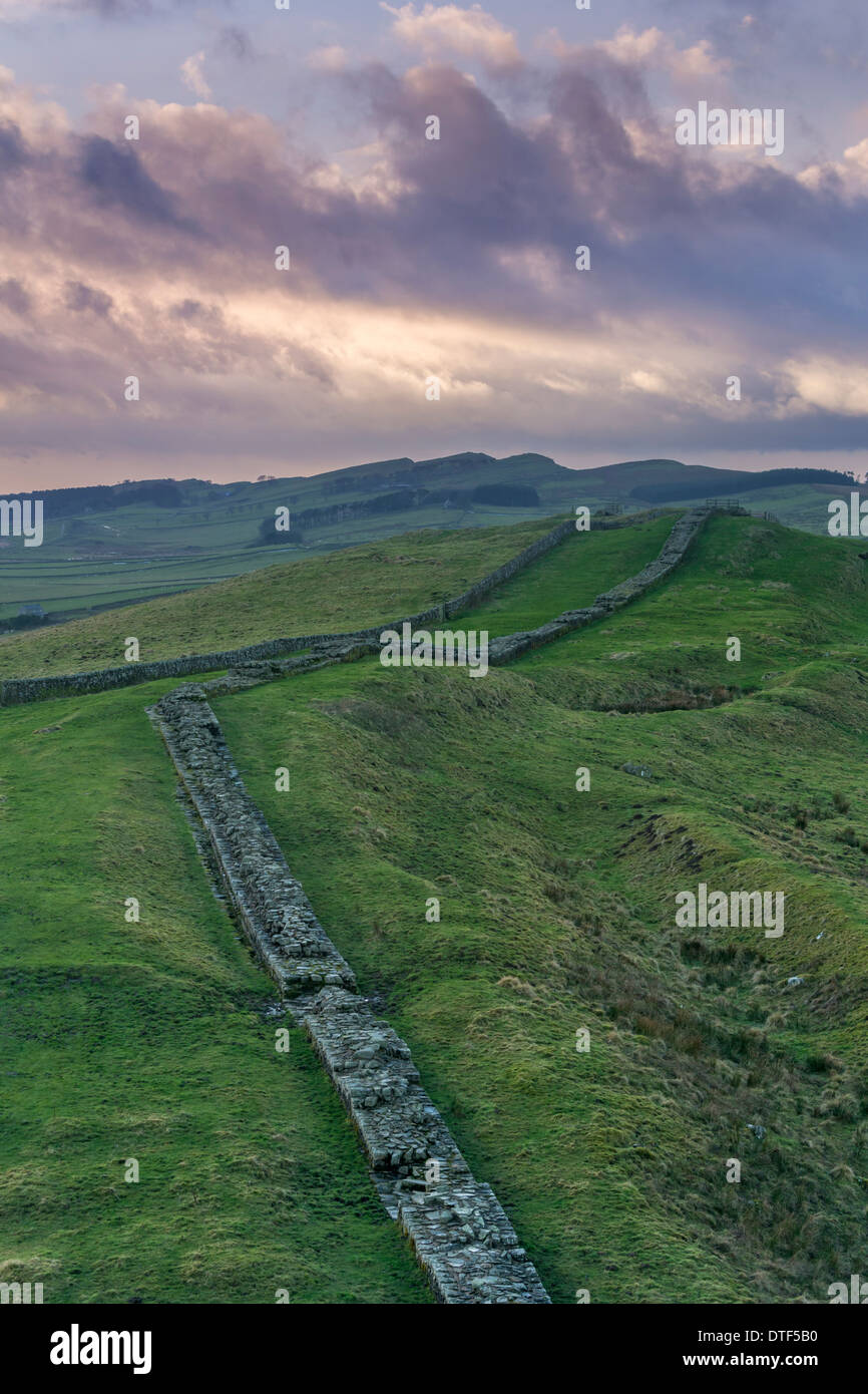 Hadrian's Wall at Caw Gap looking west towards Thorny Doors ...