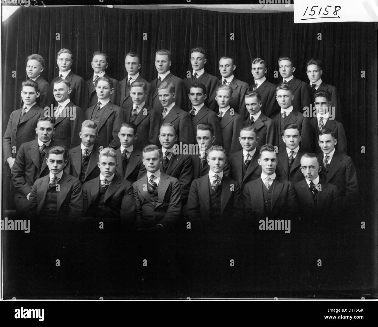 A 1915 group portrait of the Delta Kappa Epsilon fraternity members at ...
