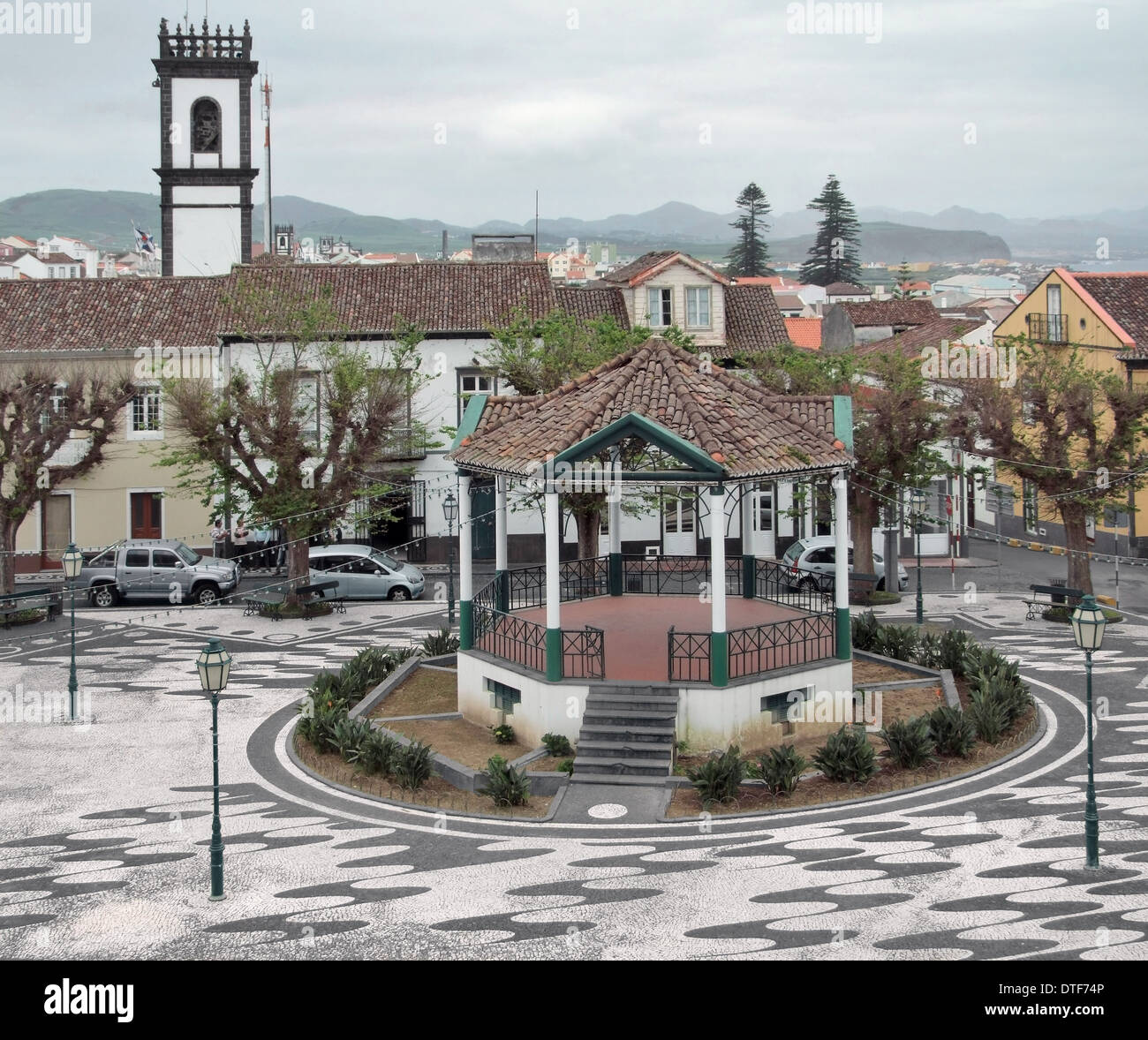 architectural scenery with pavilion at Ponta Delgada, capital city of ...