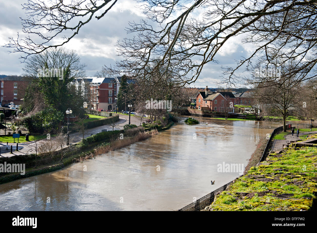 High water on The River Medway in Tonbridge, Kent, UK as it passes ...