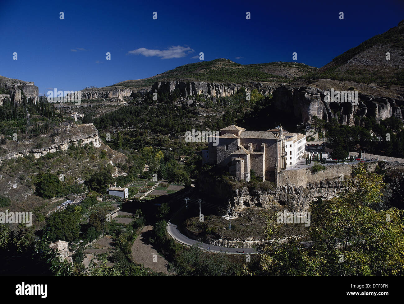 Spain. Cuenca City. Panorama landscape of the Huecar Gorge, surrounding ...