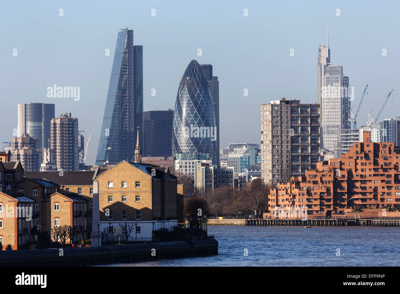 city thames view from canary wharf london uk Stock Photo - Alamy