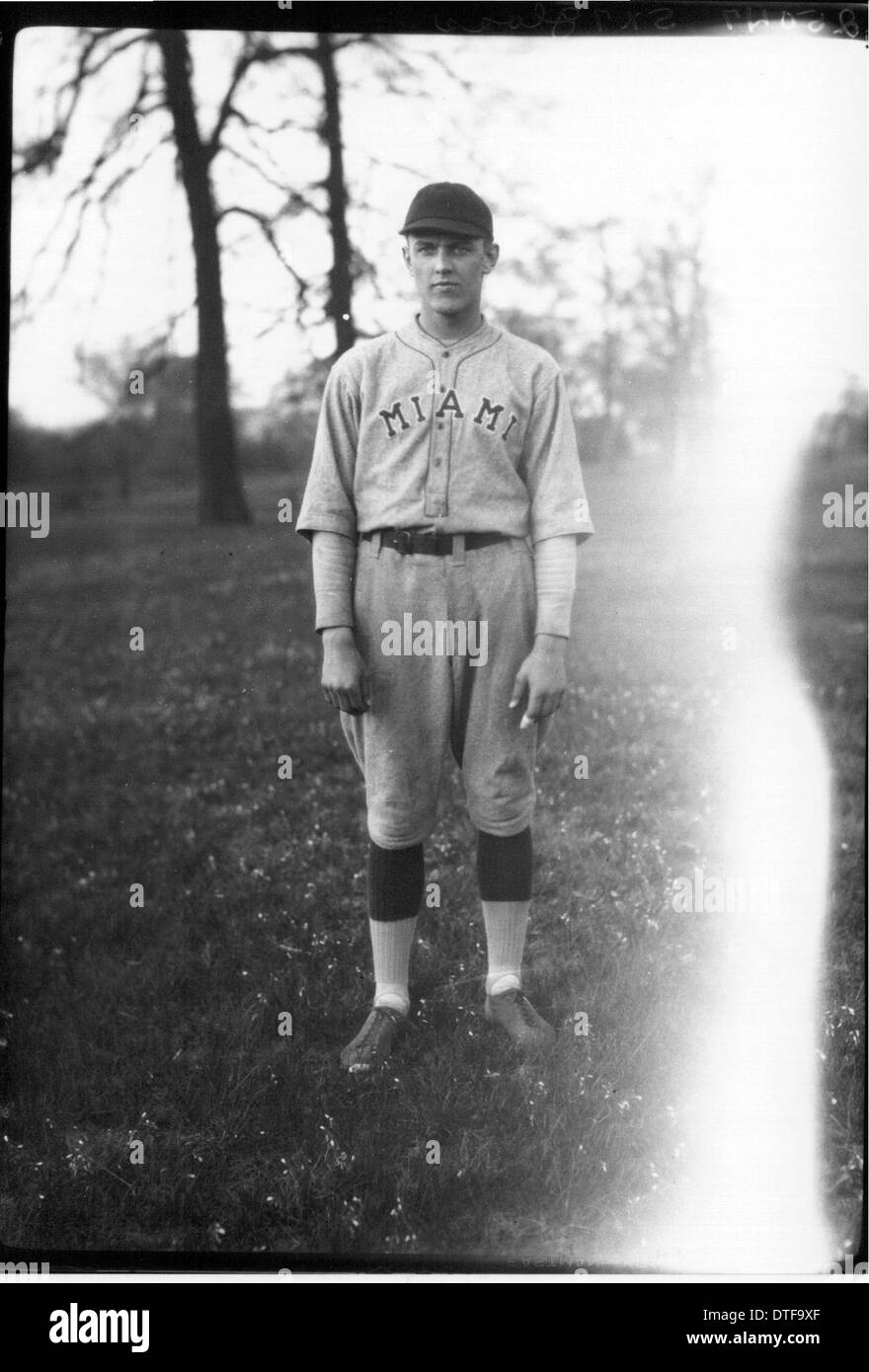 A portrait photograph of Red Miller in a baseball uniform from 1927 ...