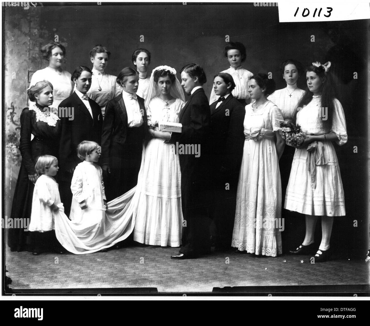 A group portrait from the Orth-Mock wedding party in 1910, capturing ...