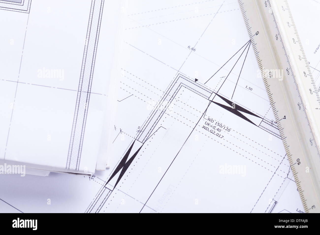 architect blueprints equipment objects workplace paper office Stock ...