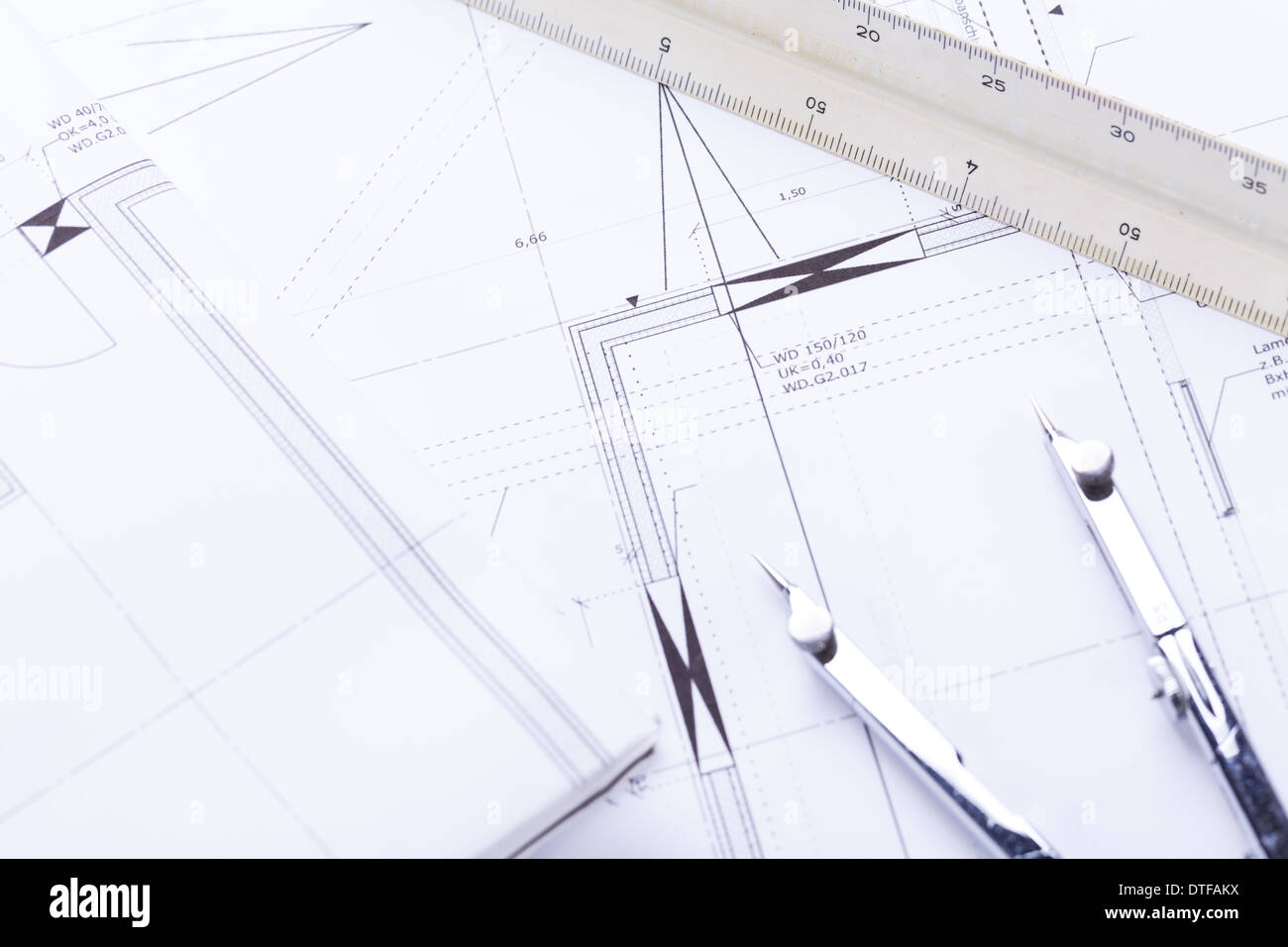 architect blueprints equipment objects workplace paper office Stock ...