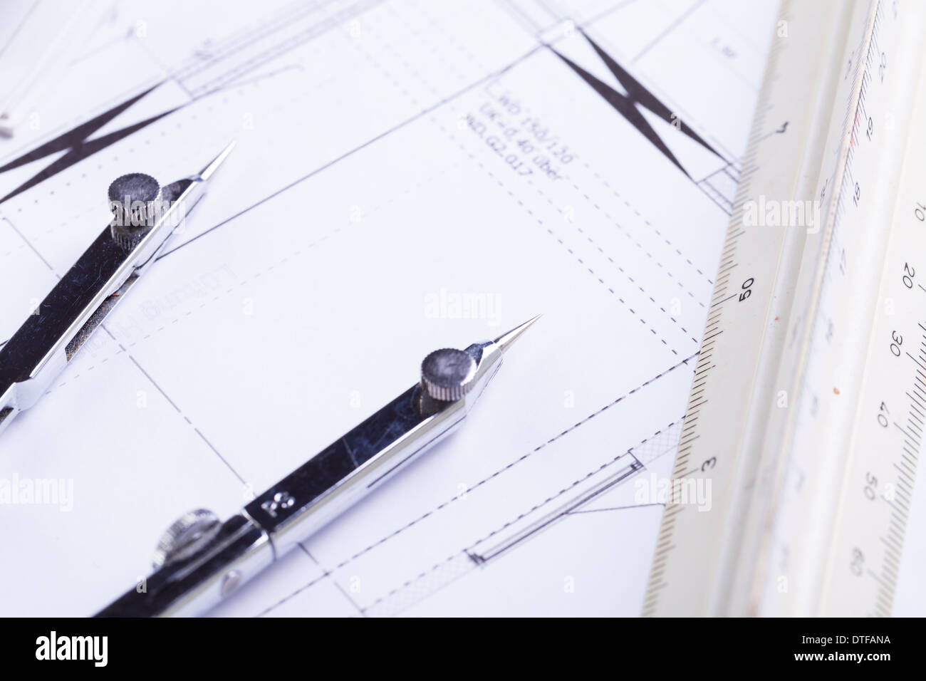 architect blueprints equipment objects workplace paper office Stock ...