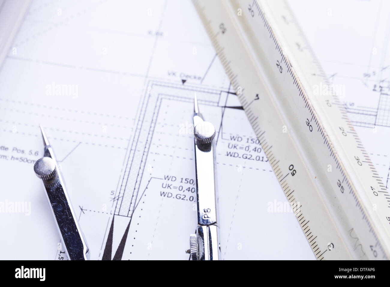 architect blueprints equipment objects workplace paper office Stock ...