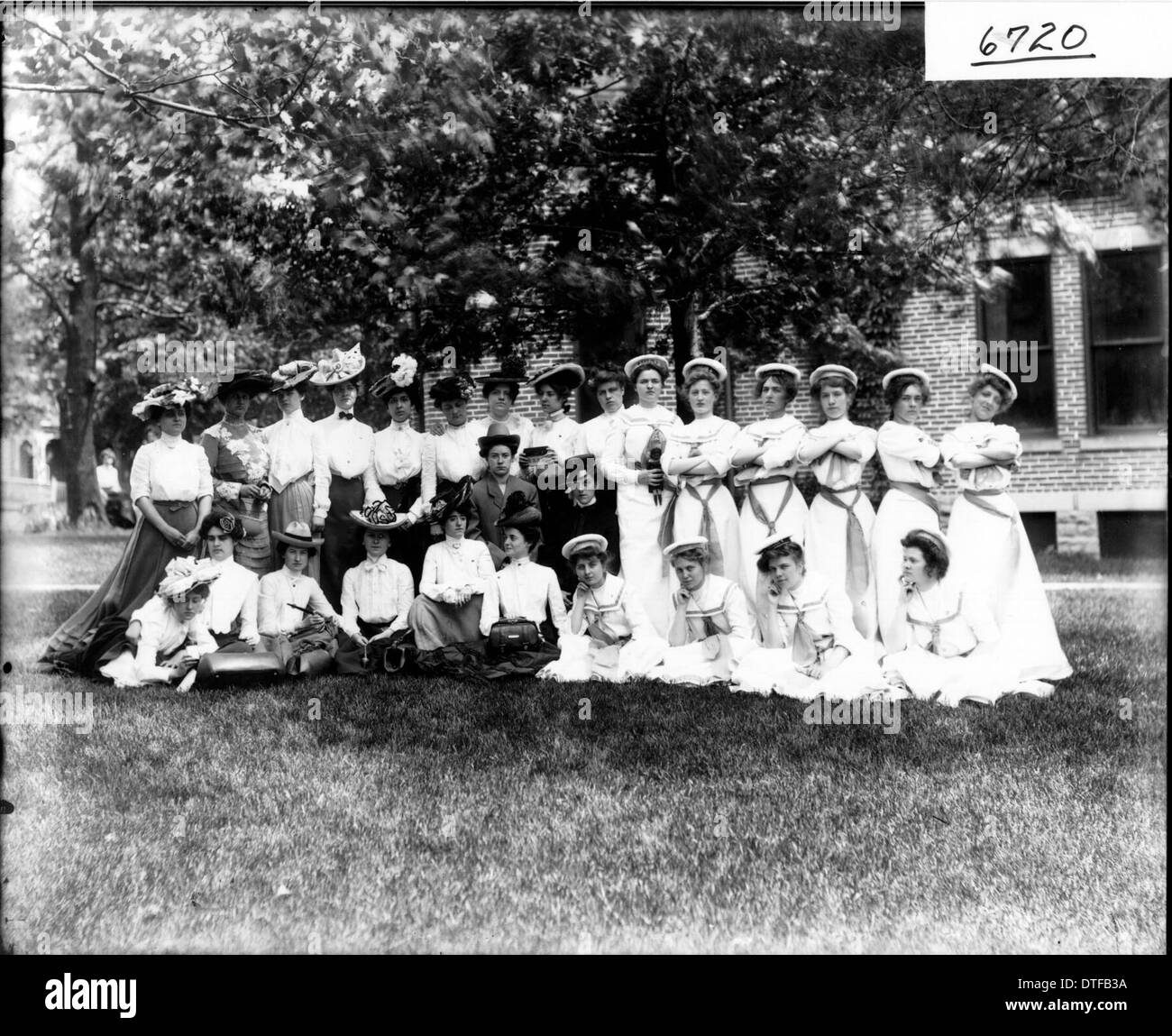 A historic group portrait of Class Day participants at Oxford College ...