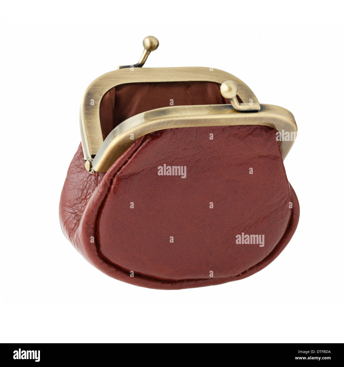 Opened wallet for coins isolated on white background Stock Photo - Alamy