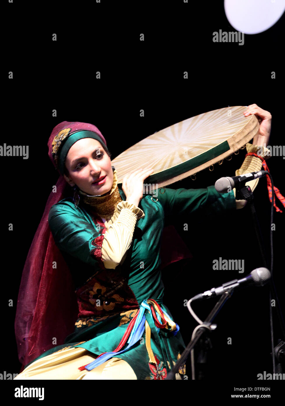 Tehran, Iran. 16th Feb, 2014. An Iranian musician perform at a concert ...