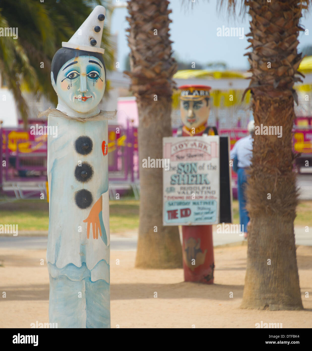 wooden carved statute characters located on the Geelong waterfront all ...