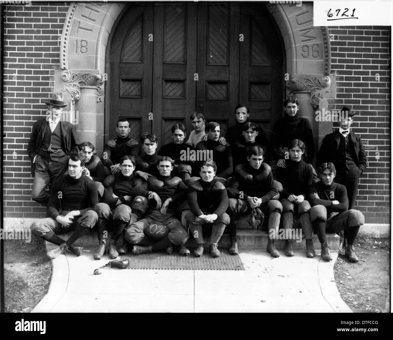 This historical photograph captures the Miami University football team ...