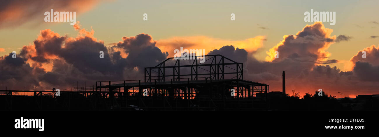 Salford Quays' building site at sunset Stock Photo - Alamy