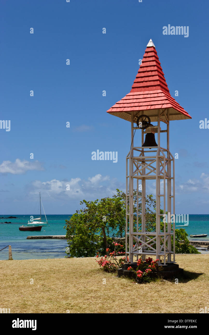 Bell tower by beach at Cap Malheureux, Mauritius Stock Photo - Alamy