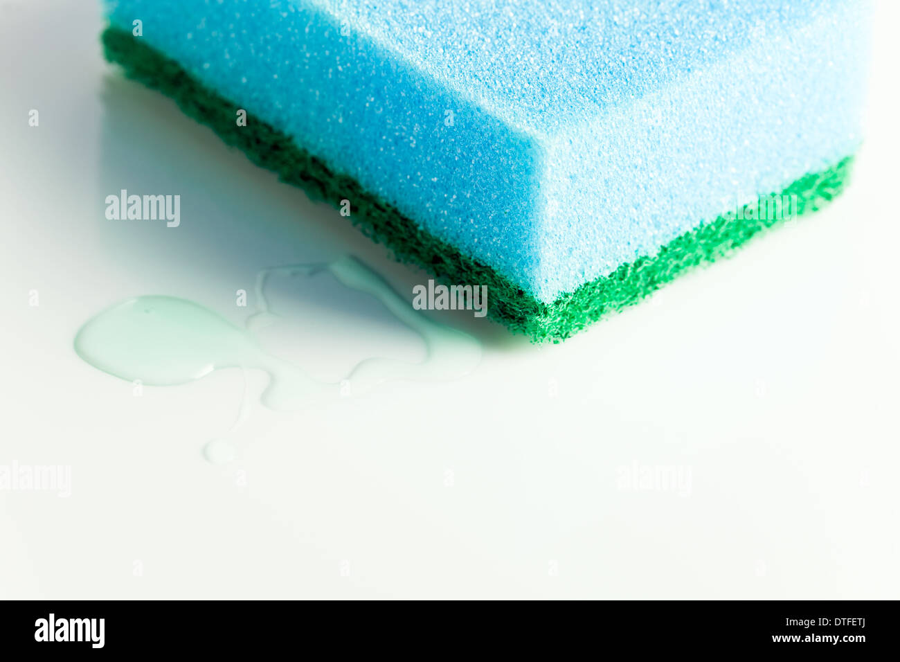 blue sponge on white reflexive background Stock Photo - Alamy